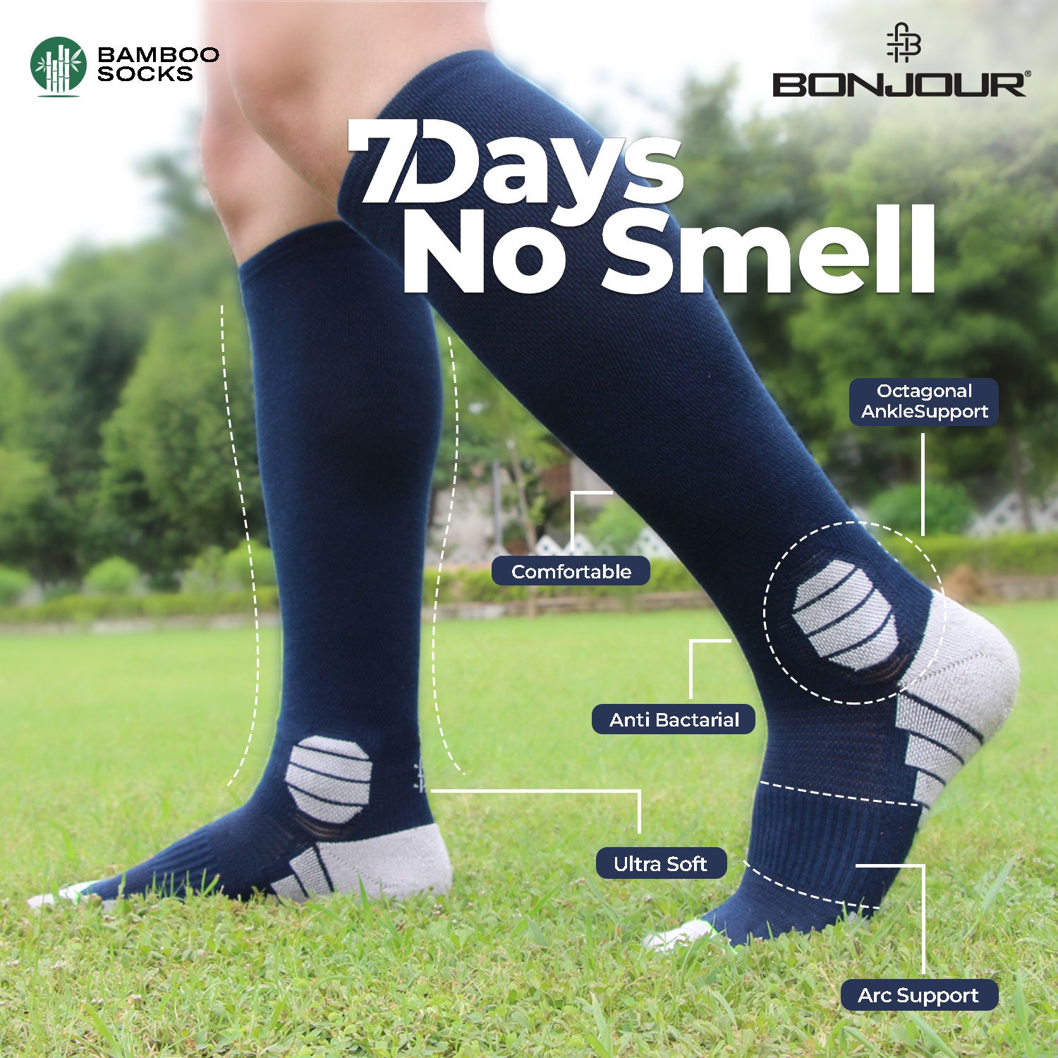 Buy Bamboo Compression Socks for Men | Navy – BONJOUR
