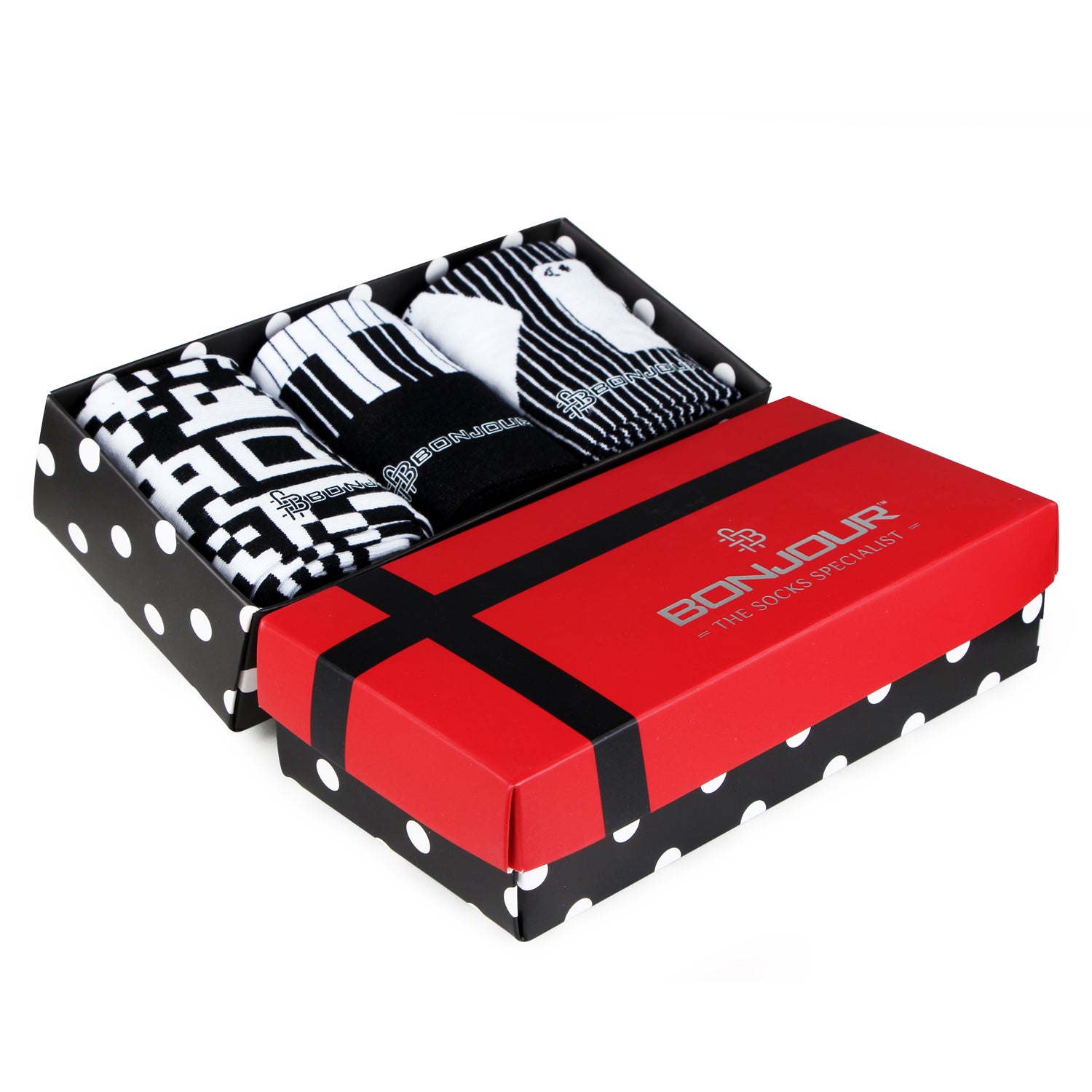 Elite Black & White Designer Socks for Men - Pack of 3 – BONJOUR