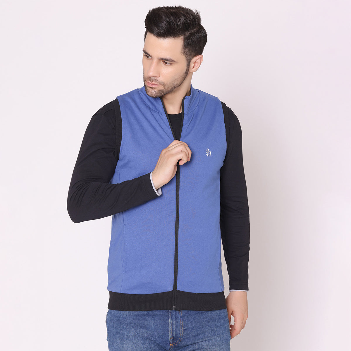 Men's Plain Sleeveless Reversible Jacket - Black / Dutch Blue – BONJOUR