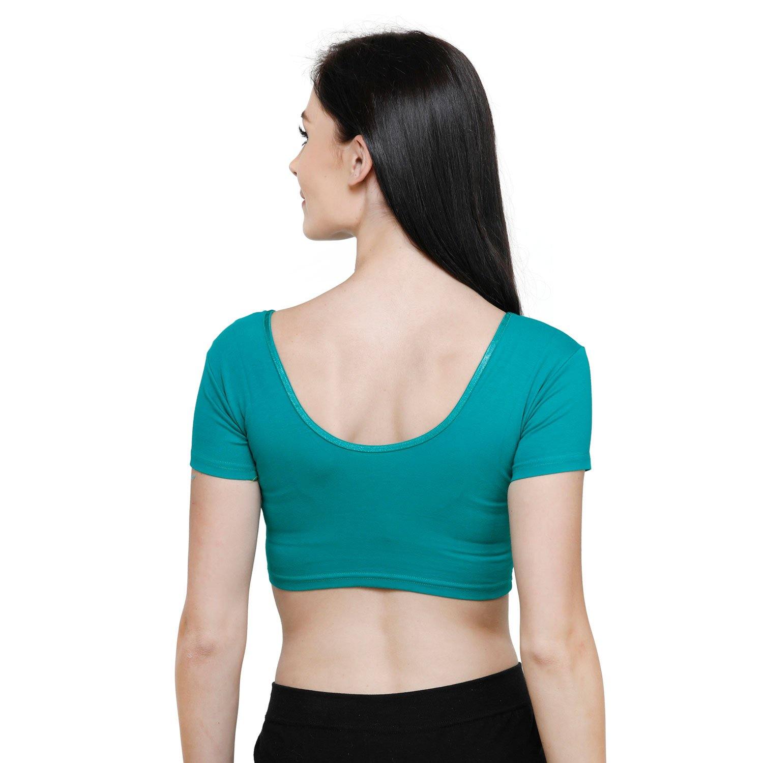 Vami Women's Cotton Stretchable Readymade Blouses - Water Green – BONJOUR